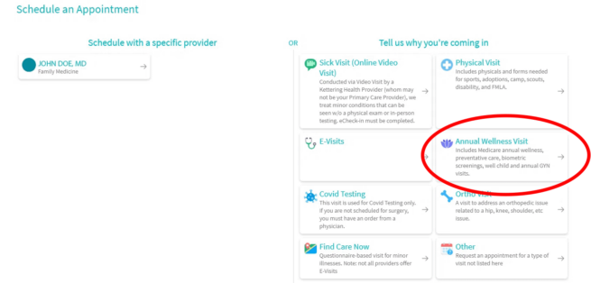 How to Request an Annual Wellness Visit in MyChart | Kettering Health